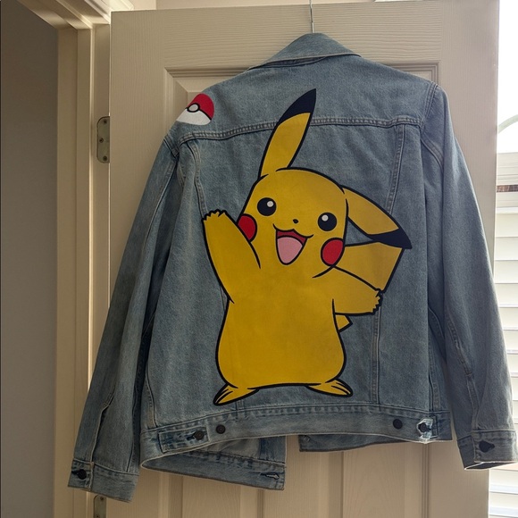 Levi's | Jackets & Coats | Pikachu Embroidered Denim Jacket Levi X ...